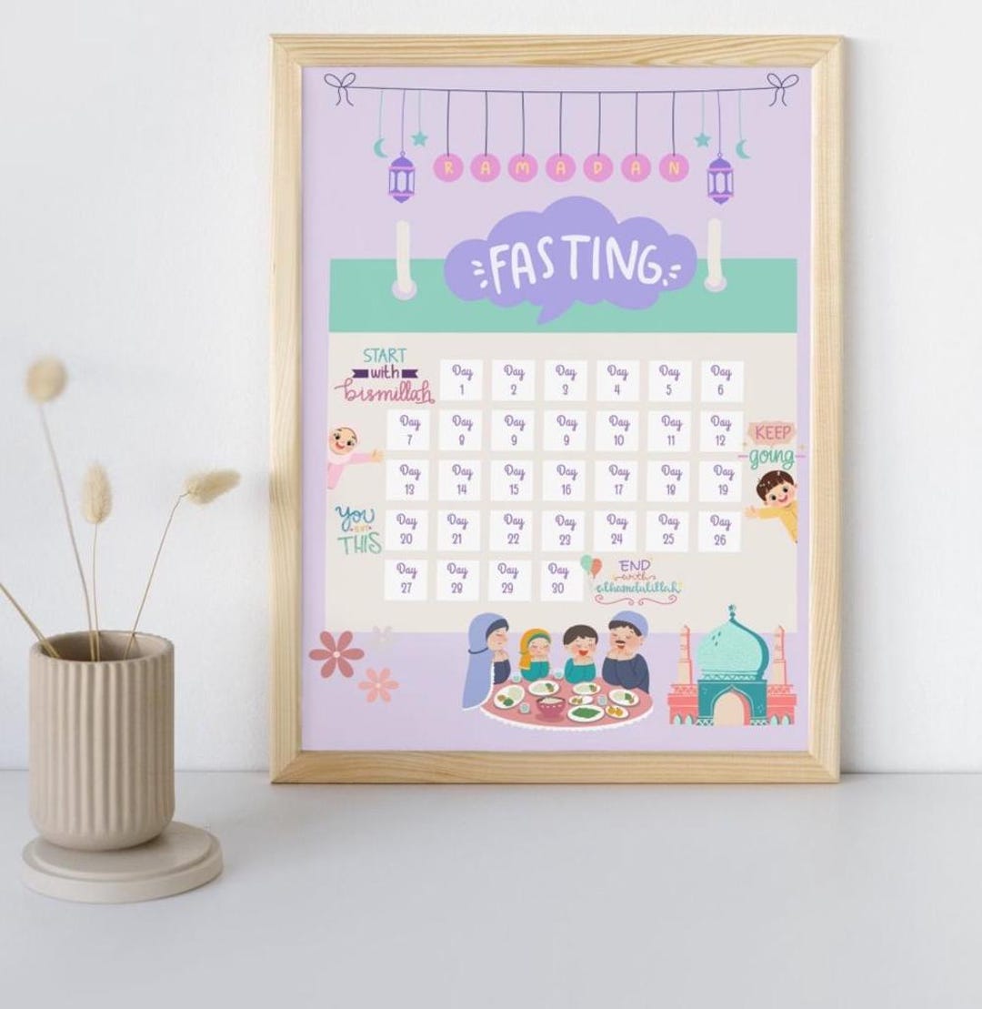 Kids Ramadan Fasting Tracker | Printable Poster | Islamic Digital ...