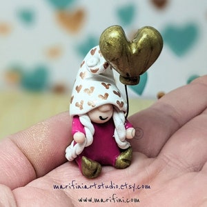 Hartballon liefde kabouter meisje in klei/kabouterornament/handgemaakte ...