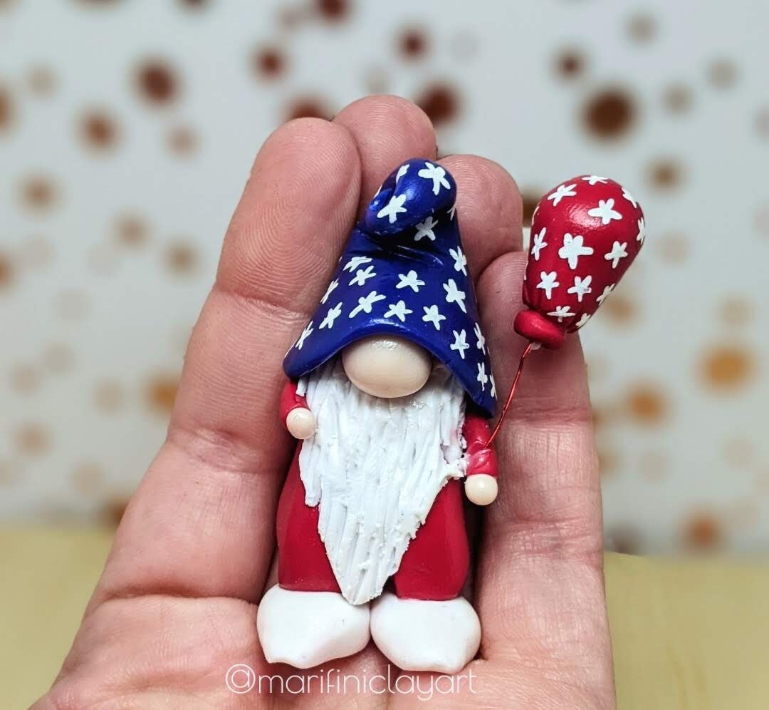 Balloon Patriotic Gnome 4th of July Gnomes Display/ US Clay Gnomes ...