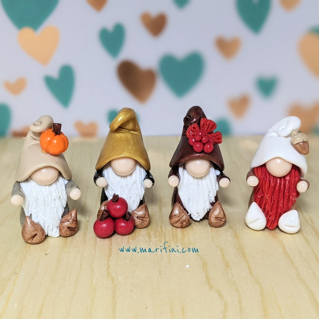 Fall Gnome Set of 4/ Miniature Handmade Collectible Autumn Gnome ...