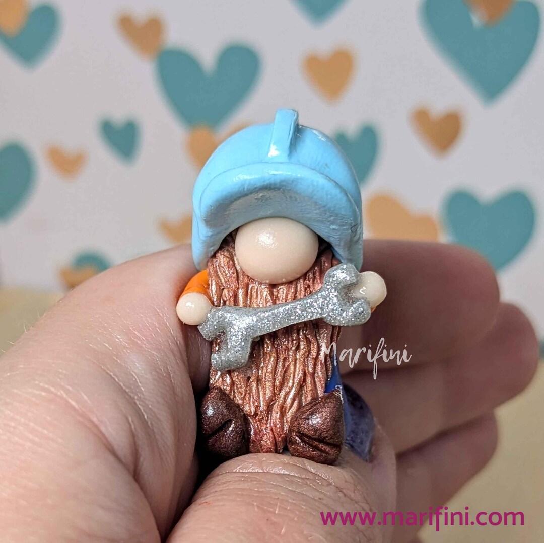 Hard Hat Gnome Figurine/ Miniature Gnome Worker/ Wrench Gnome/ Gnome ...