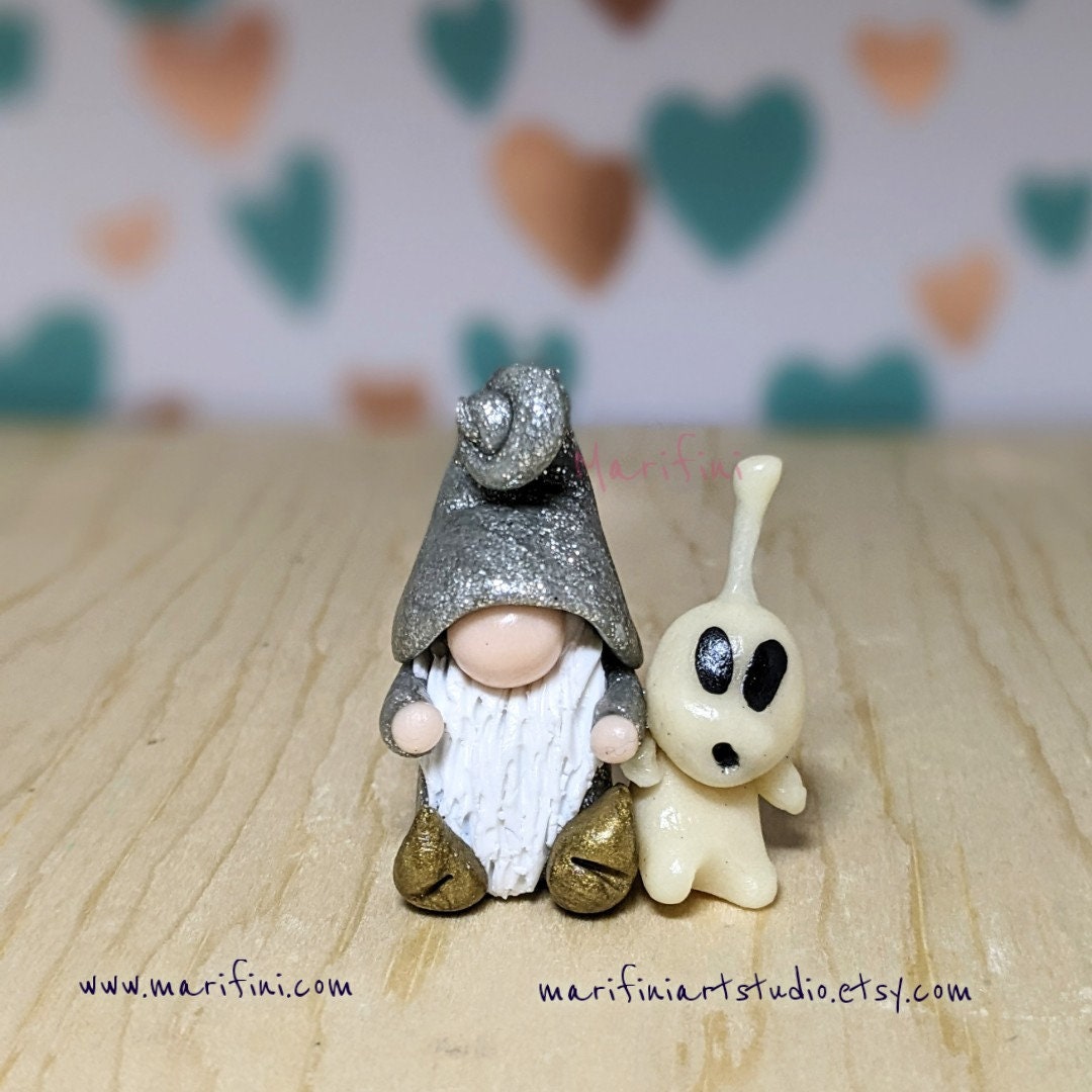 Alien and Gnome Miniature Figurines/ Tiny Clay Alien/ Gnome and Alien ...