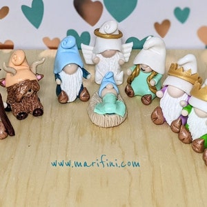 Gnome Nativity Set: Collectible Clay Gnomes/ Miniature Gnome Nativity ...