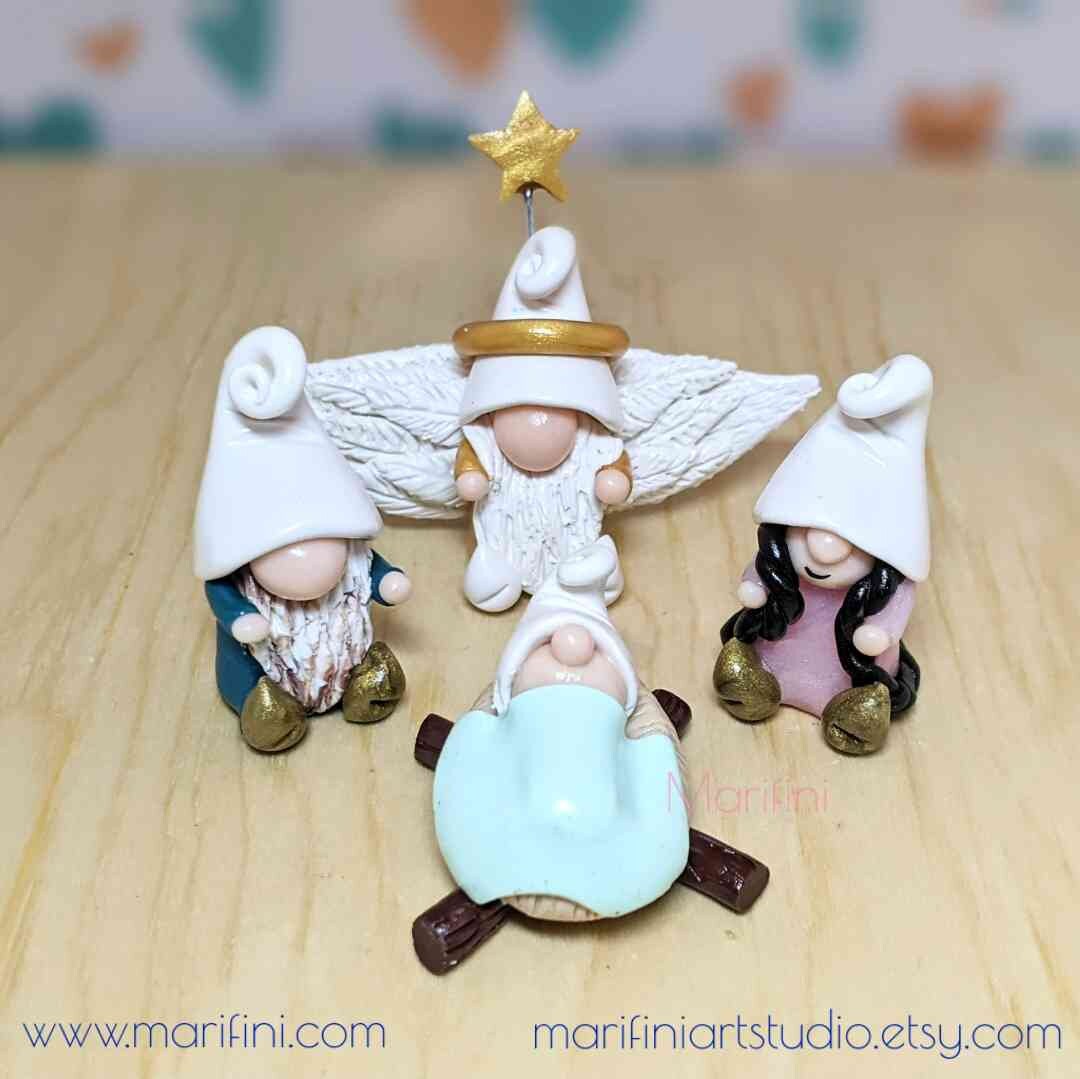 Miniature Clay Nativity Set Gnomes Collection/ Small Nativity Gnomes ...