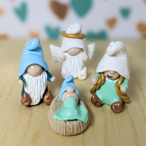 Miniature Gnome Nativity Set: Collectible Clay Gnome Figurines - Etsy