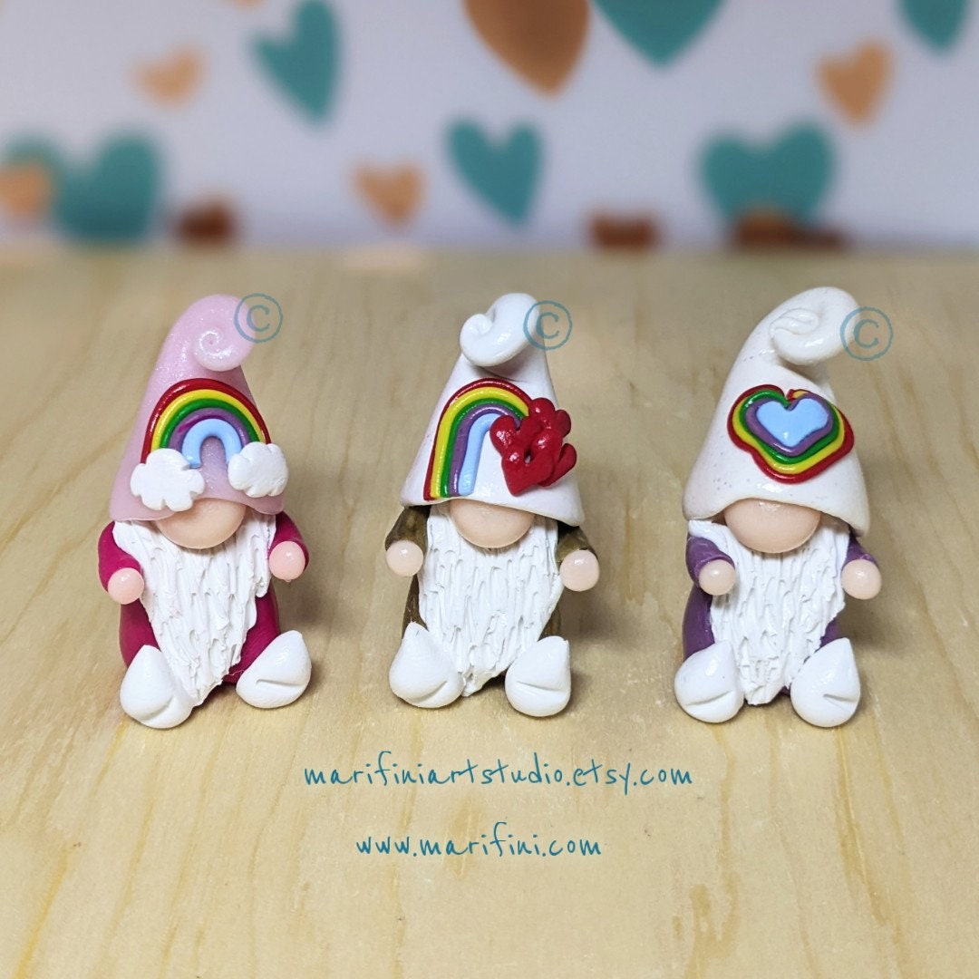 Miniature Rainbow Gnome Collectibles, Whimsical Rainbow Gnomes, Rainbow ...
