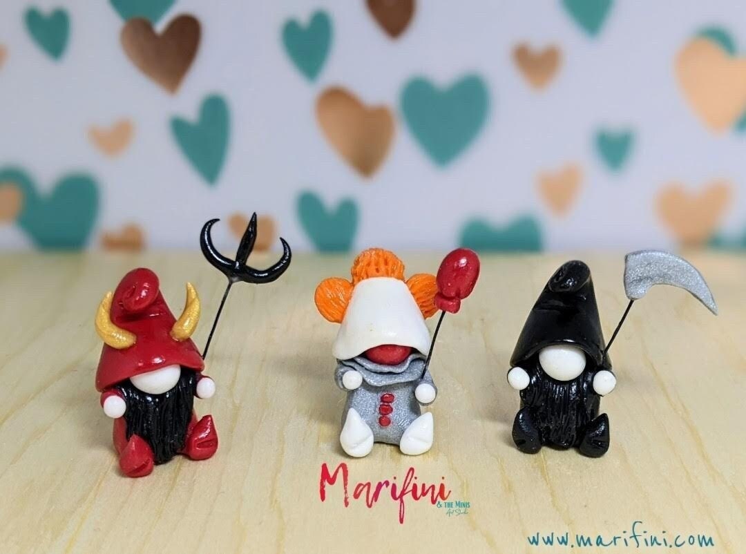 Halloween Gnomes/ Miniature Gnomes/ Grim Reaper Gnome/ Devil Gnome ...