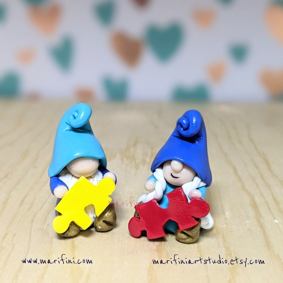 Autism Awareness Miniature Gnome: Handcrafted Polymer Clay Figurine - Etsy