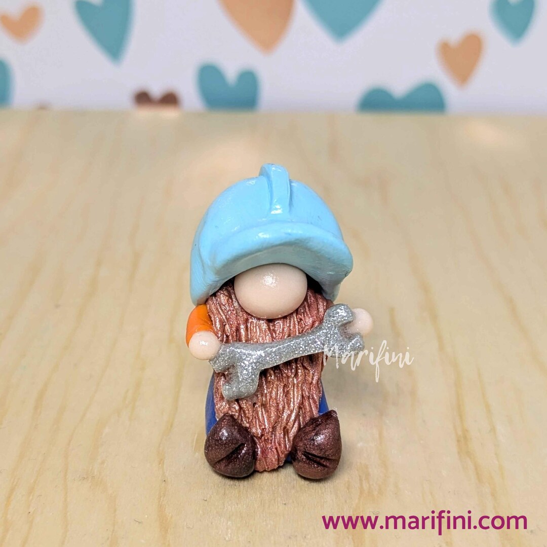 Handcrafted Hard Hat Gnome Figurine: Polymer Clay Miniature Worker - Etsy