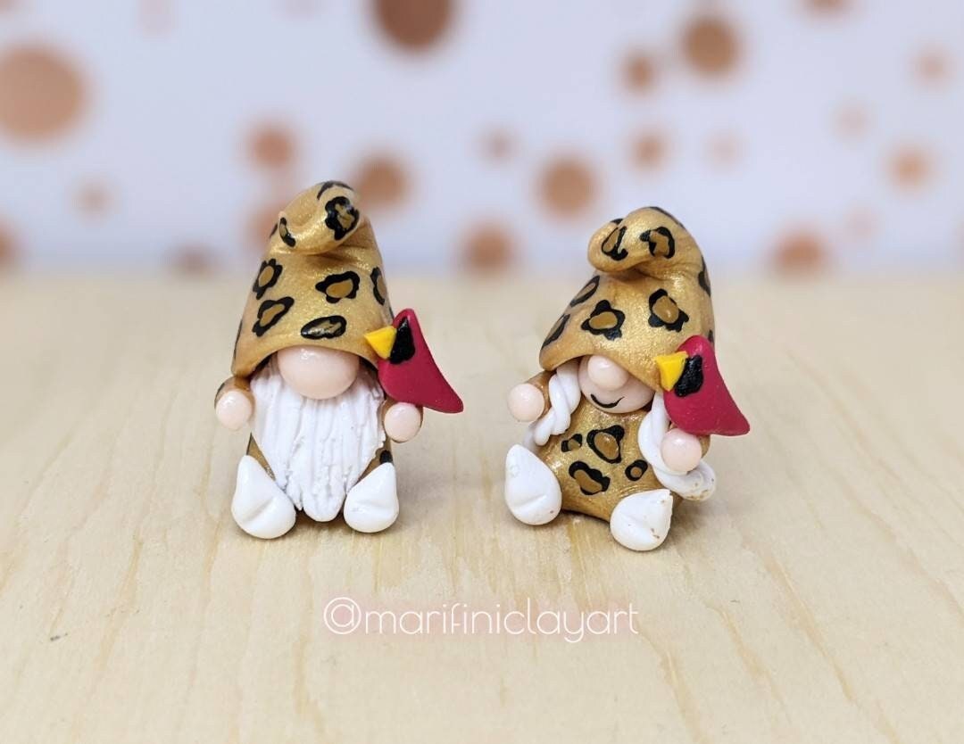 Cardinal Gnomes MINIATURE/ Gnome Couple/ Leopard Gnomes/ Collection ...
