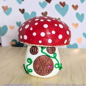 Miniature Gnomes With Mushroom House/ Clay Gnomes House Rose Basket ...