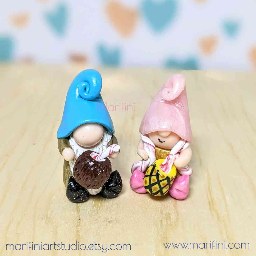 Miniature Summer Gnome Couple/ Beach Gnomes Decorations/ Tiny Gnome ...