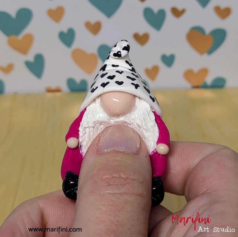 Gnome Worry Stone/ Handmade Worry Stone/ Hand-painted Hearts Resin ...