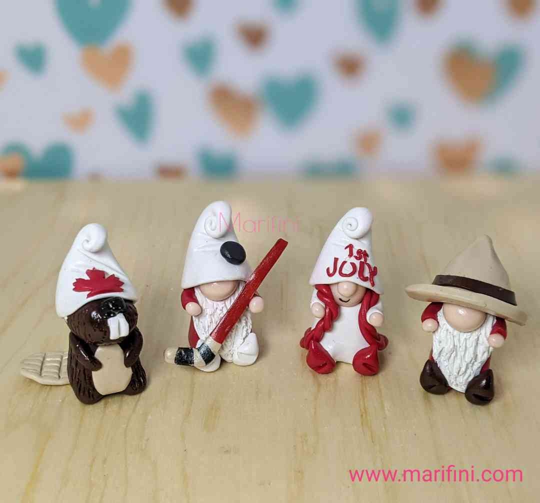 Mini Canada Day Gnome Set/ Beaver Gnome/ Hockey Gnome/ Mountie Gnome ...