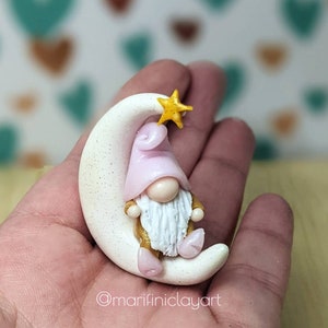 Mini Gnome on Moon/ Little Gnome Diorama/ Tiny Gnome Crescent Moon ...