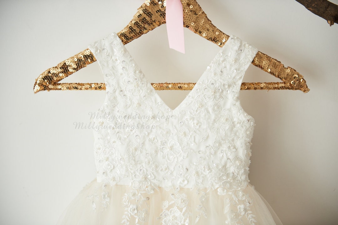 Luxury Beaded Lace Flower Girl Dress M0060 - Etsy