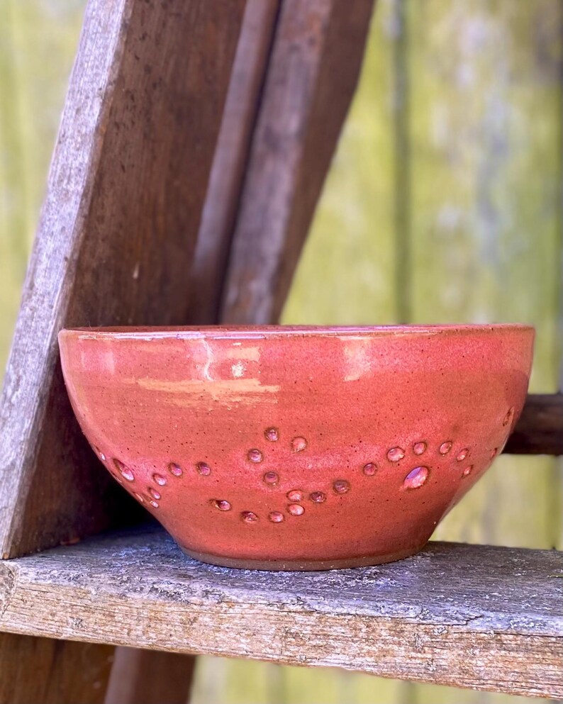 Coral Sunset Berry Bowl, Brown Stoneware - Etsy