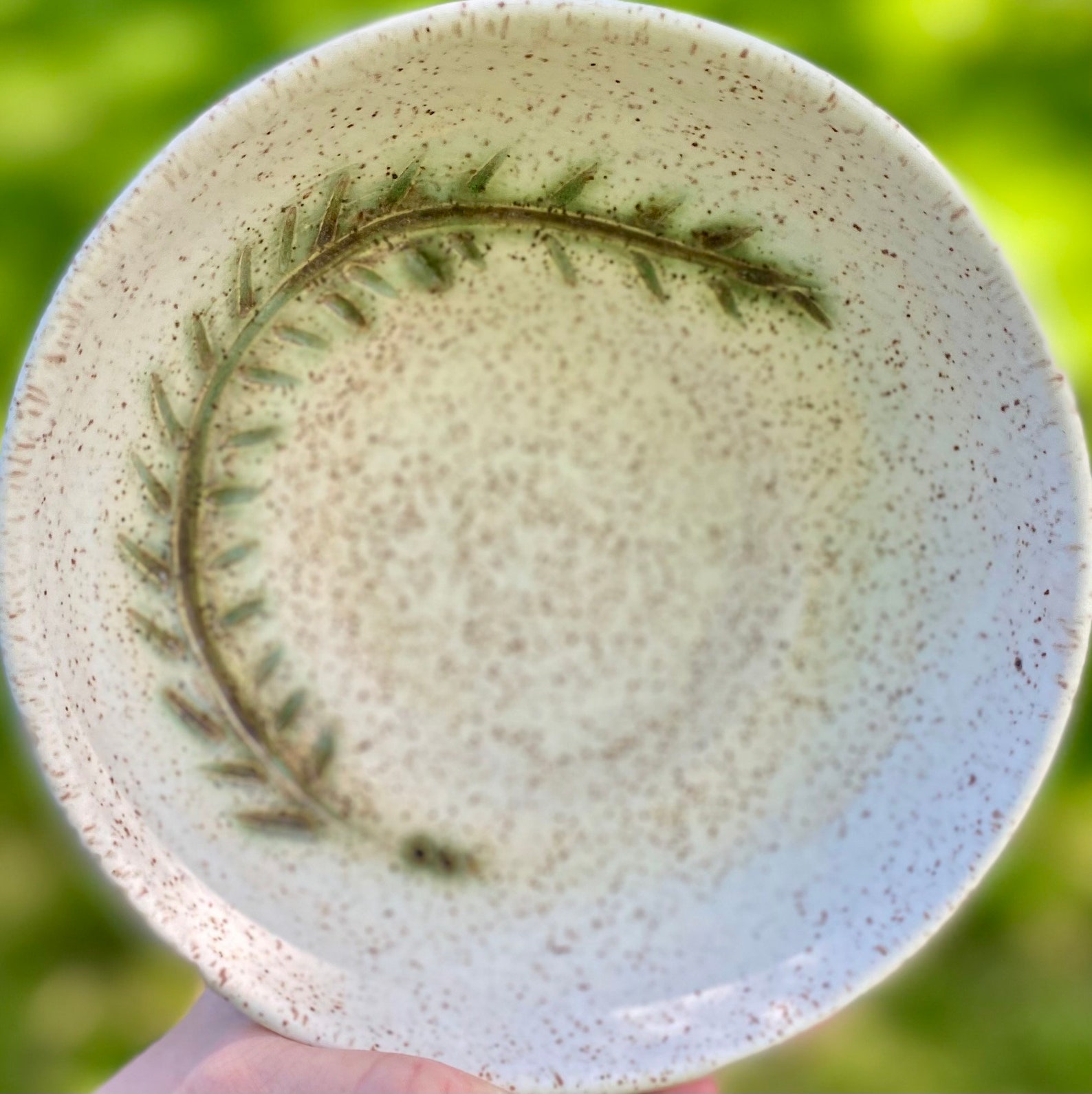 Hand Carved Fern Bowl, Speckled Stoneware, White Matte Glaze - Etsy