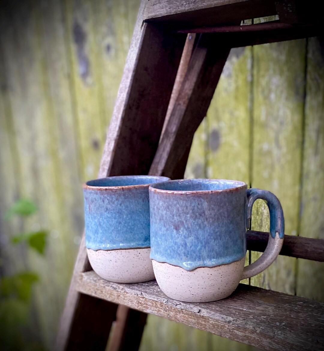 Blue Reactive Glaze Mug, Exposed Speckled Stoneware - Etsy