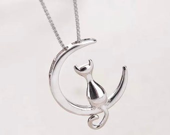 Cat Moon Necklace - Etsy