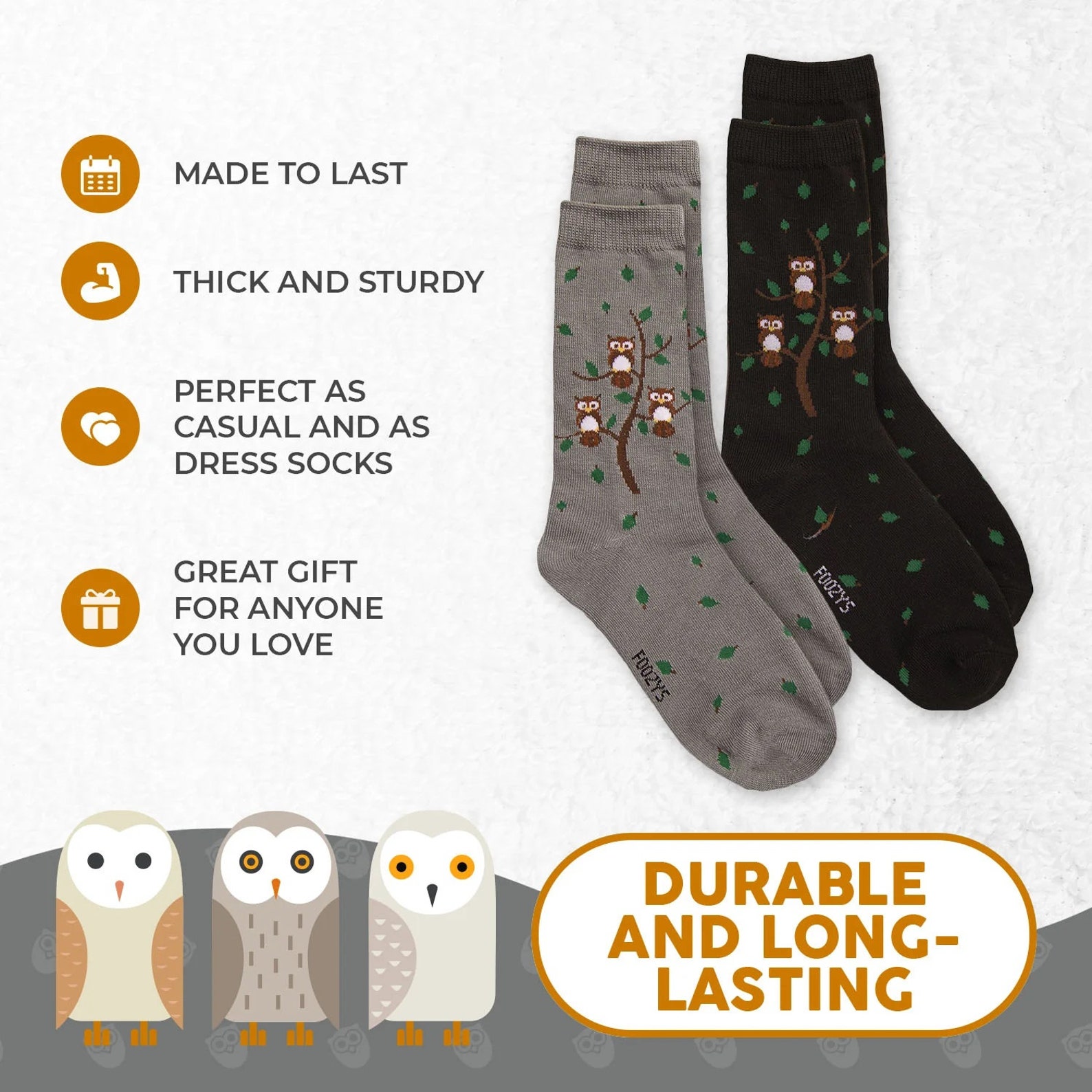 Owl Family Tree Hoot Bird Wise Horned Owls Animal 2 Pairs Women's Socks ...