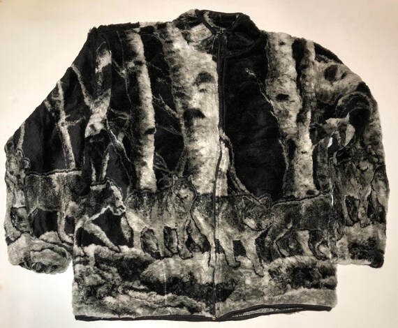Zoofleece Black Wolf Fleece Jacket Winter Wolves Berber - Etsy