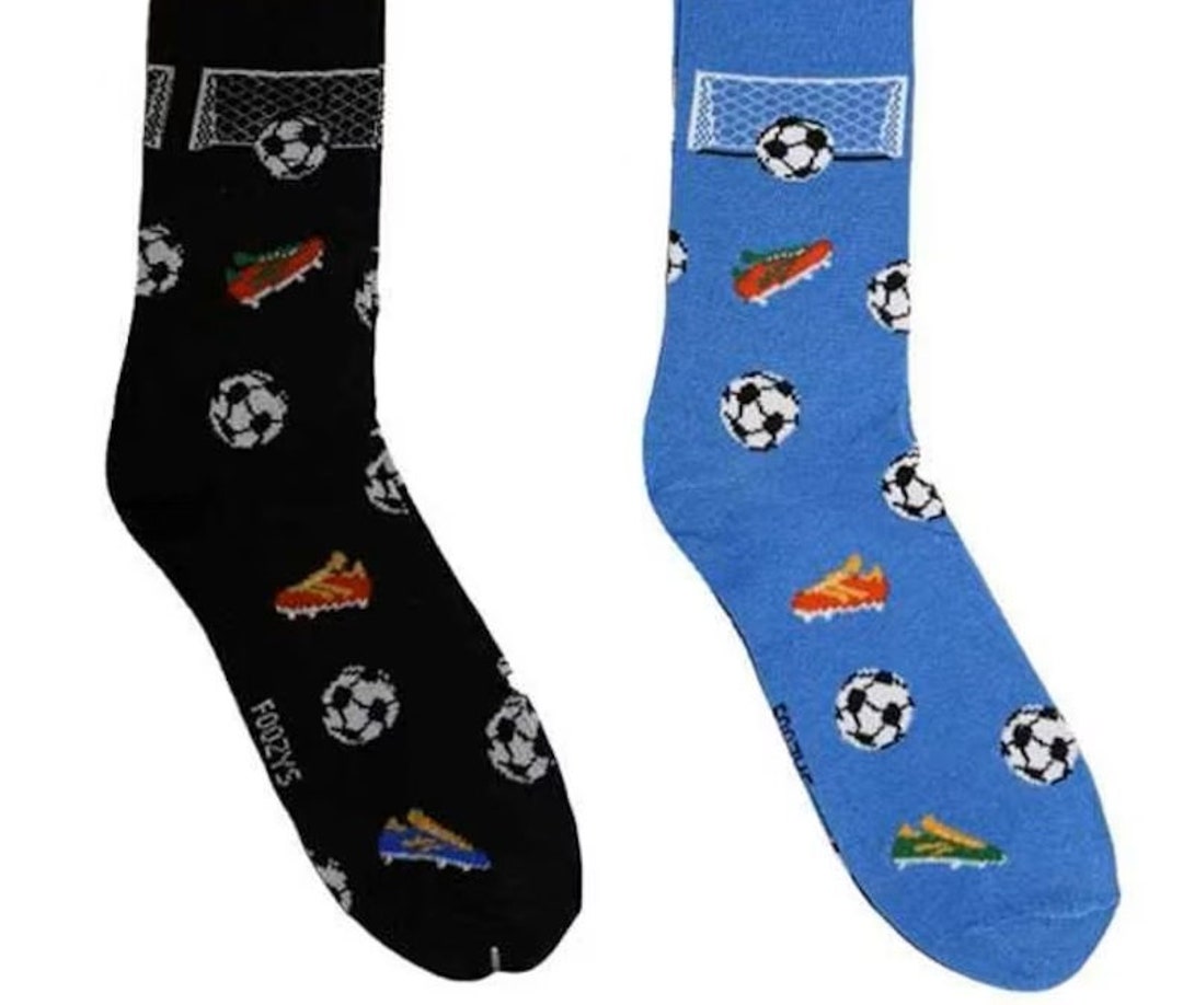 Soccer Ball Football Goalie Net Cleats Sports Team 2 Pairs Men's Socks ...