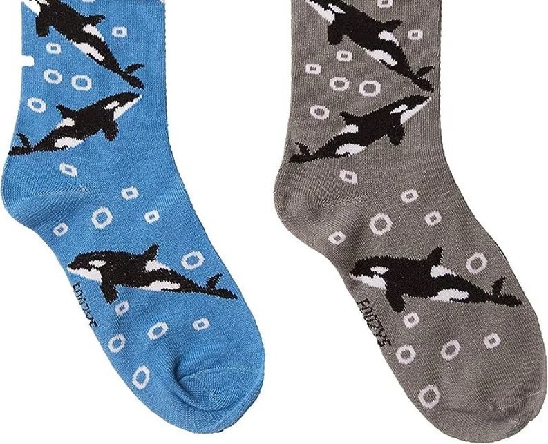 Orca Killer Whale Dolphin Fish Marine Shark Ocean Bubbles 2 Pairs Women ...