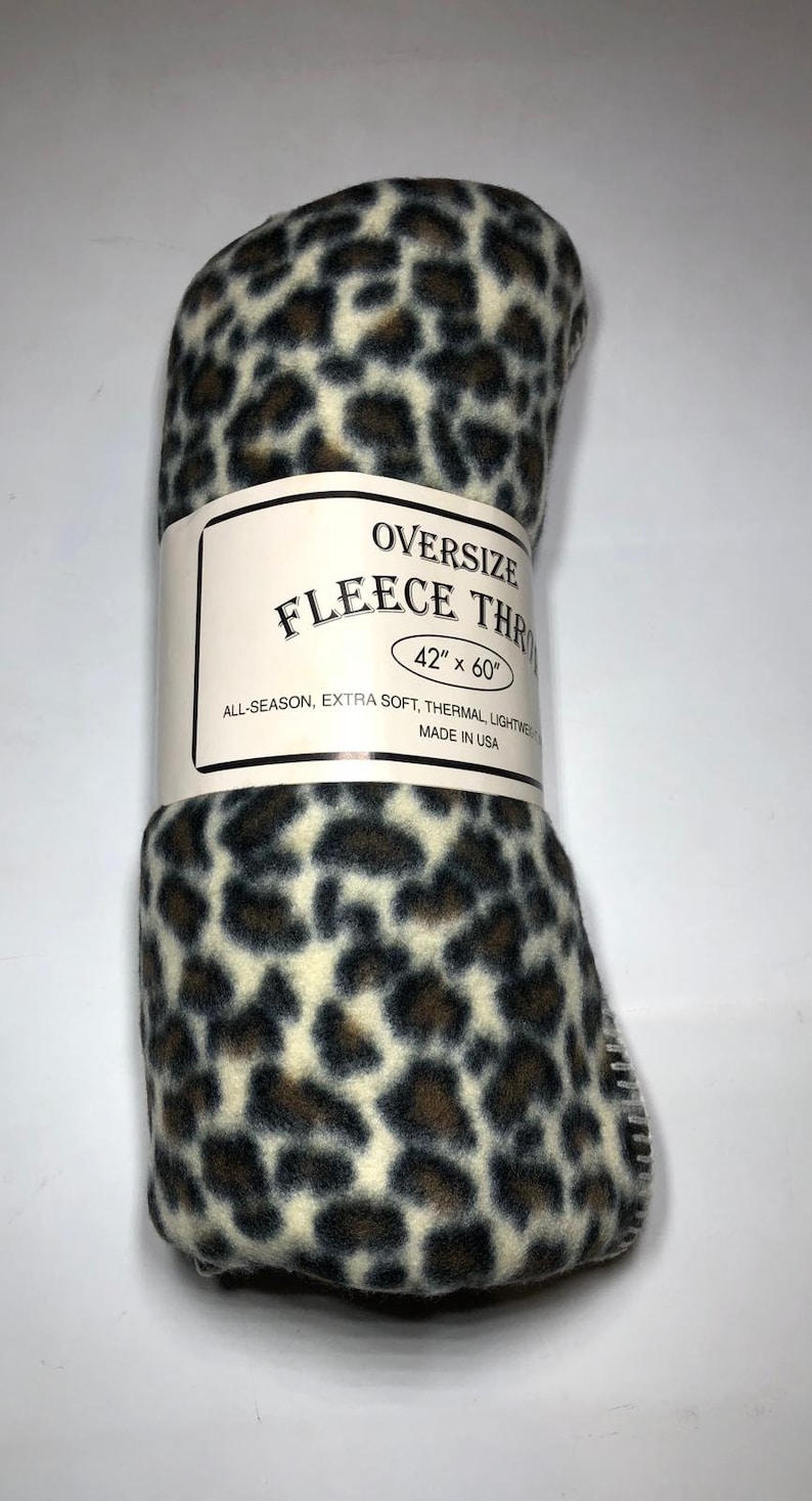 Zoofleece Animal Print Leopard Brown Fleece 42x60" Blanket Quilt Throw ...