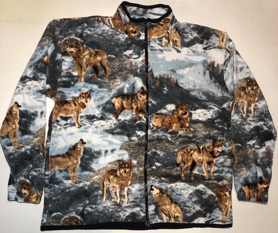 Zoofleece Mountain Wolf Fleece Jacket Winter Wolves Howling Moon Best ...