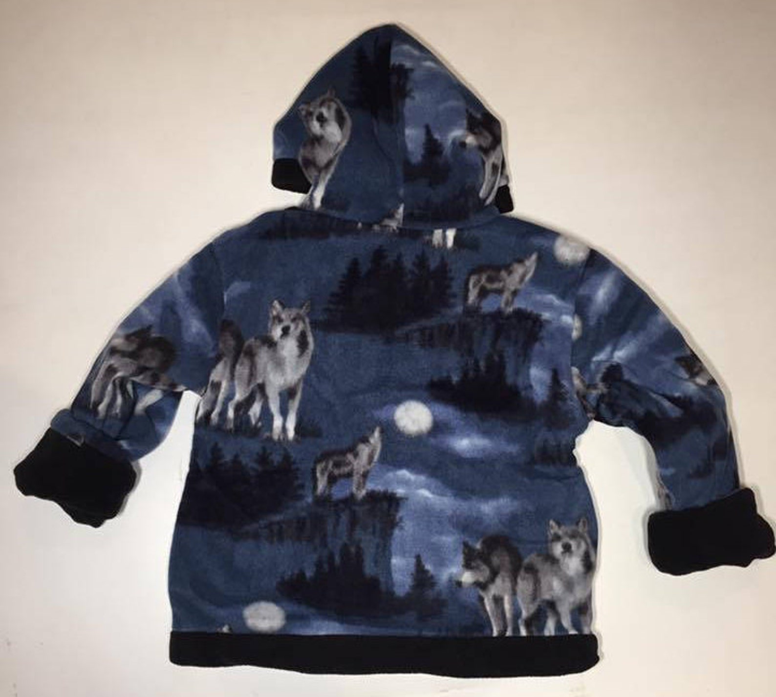 Zoofleece Kids Reversible Heavyweight Wolf Blue Fleece Jacket Sweater ...