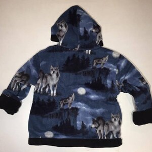 Zoofleece Kids Reversible Heavyweight Wolf Blue Fleece Jacket Sweater ...