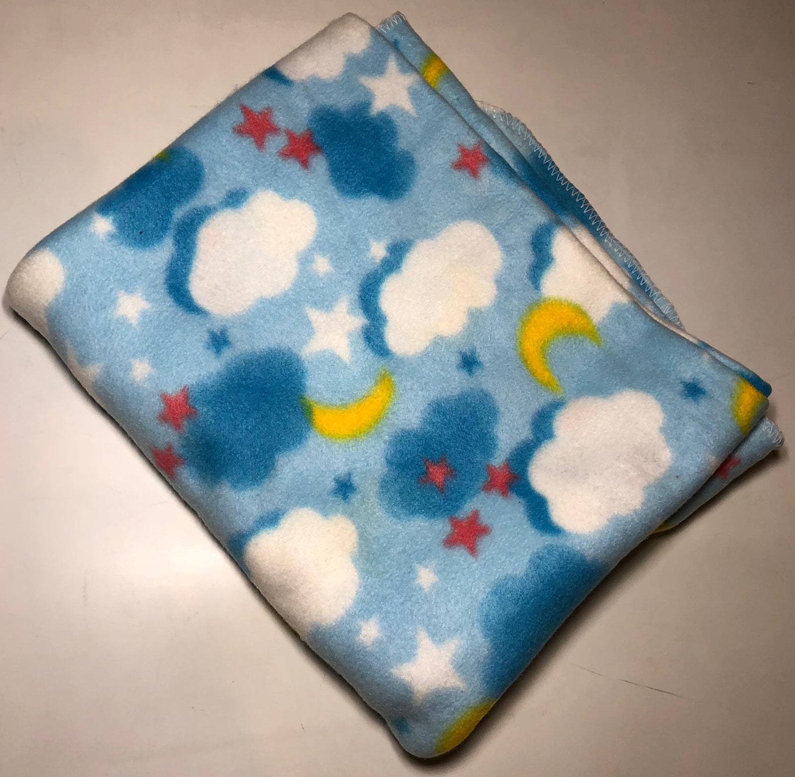 Zoofleece Star Moon Clouds Night Sky Blue Fleece Blanket Quilt Throw ...