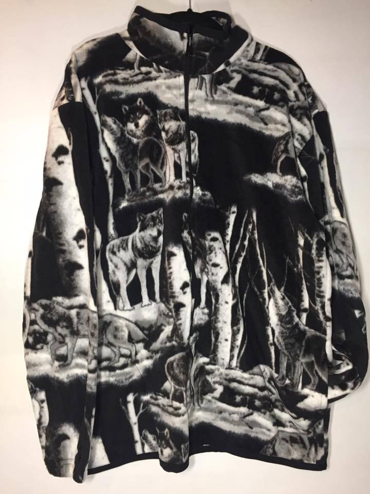 Zoofleece Black Wolf Fleece Jacket Winter Wolves Howling Moon - Etsy