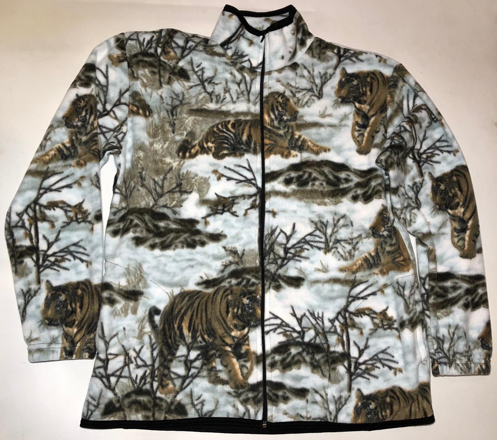Zoofleece Tiger Snow Tigers Jungle Cat Predator Fleece Sweater Jacket ...