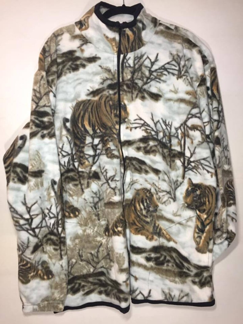 Zoofleece Snow Tigers Fleece Jacket Winter Warm Exotic Jungle Sweater ...