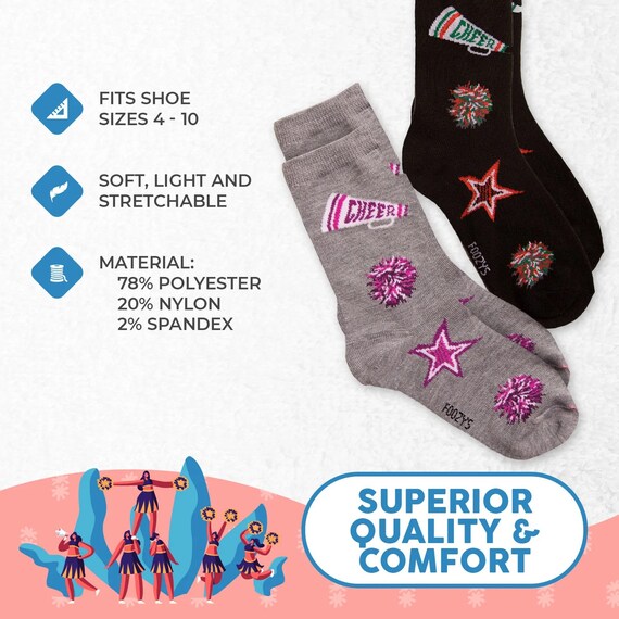 Cheerleading Team Dance Acrobatics Cheering Socks 2 P… - Gem