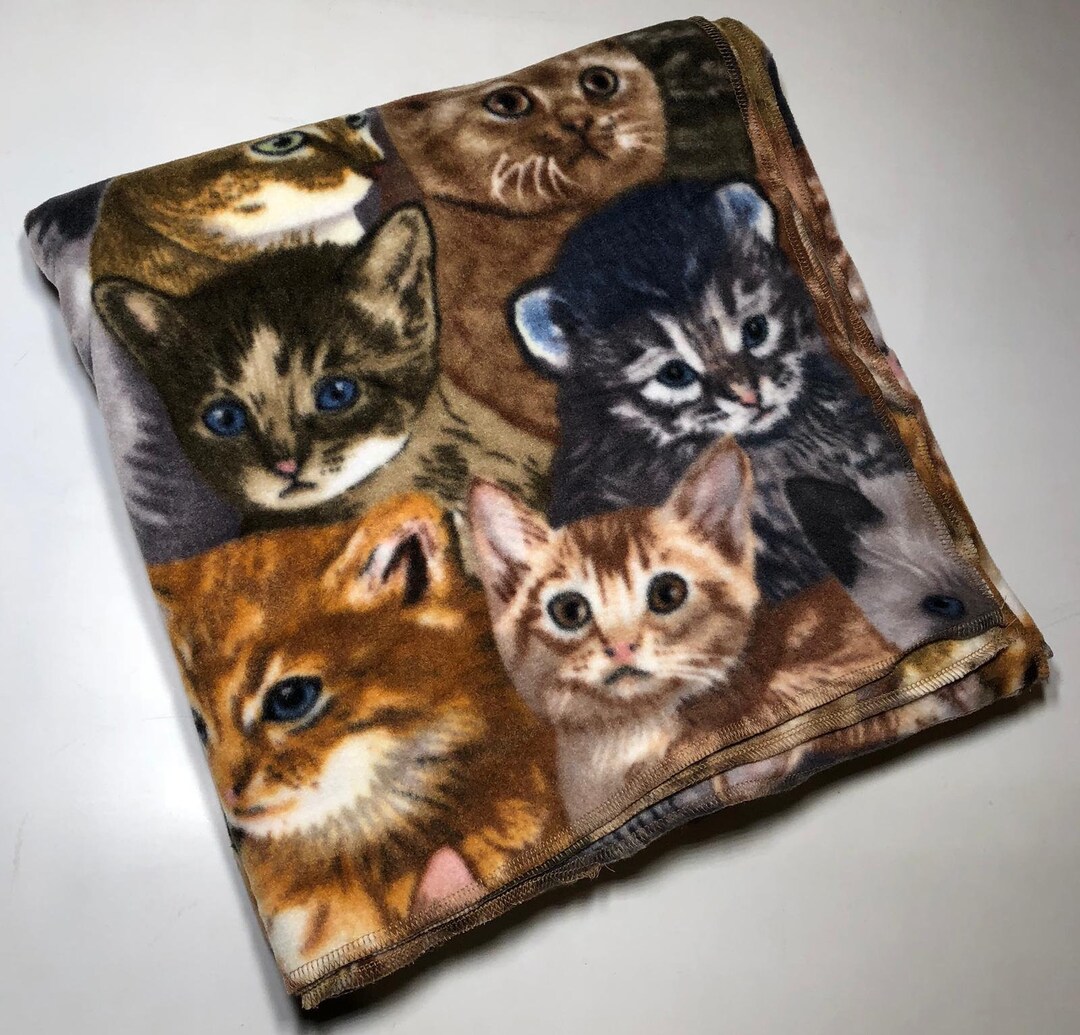 Zoofleece Cute Cats Kitten Polar Fleece Oversized 50x60" Blanket Quilt ...