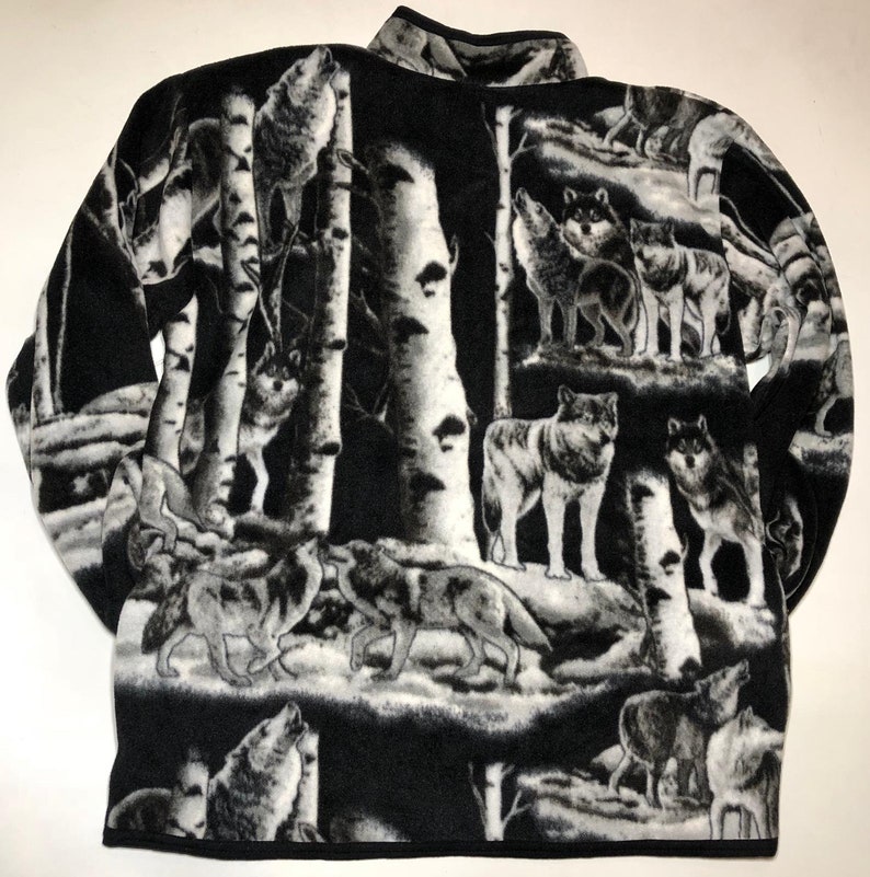 Zoofleece Black Wolf Fleece Jacket Winter Wolves Howling Moon Gift ...