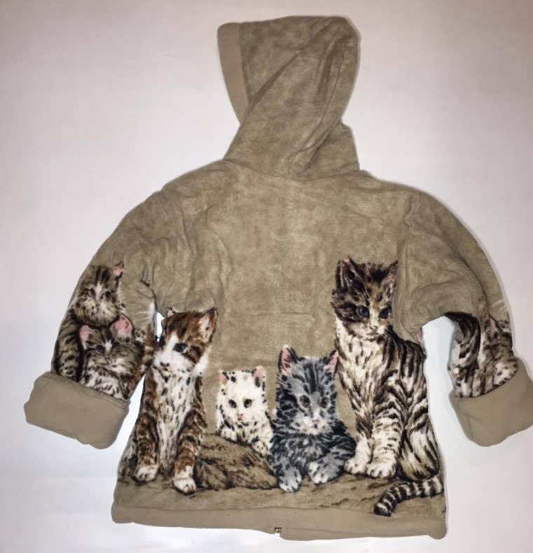 Zoofleece Kids Reversible Heavyweight Hooded Beige Cats Kittens Fleece ...