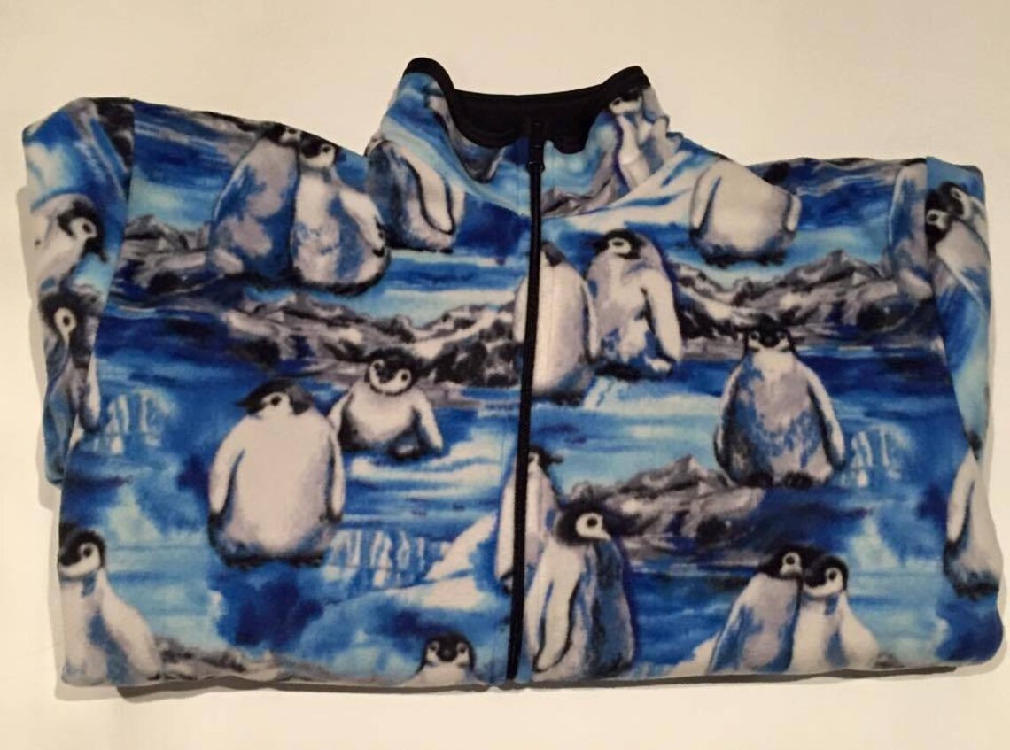Zoofleece Emperor King Penguins Fleece Jacket Winter Warm Skiing Happy ...