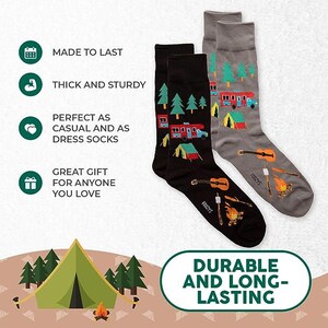 Camping Out Grounds Tent Grill Campsite Fire Crew Men's Socks 2 Pairs ...