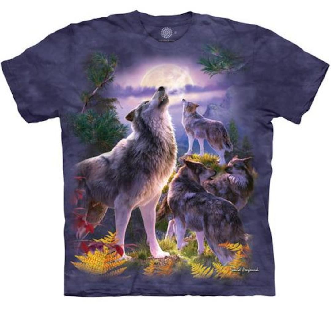 Wolf Pack Moon Wolves Family Animal Dog Loyal Pack Purple the Mountain ...
