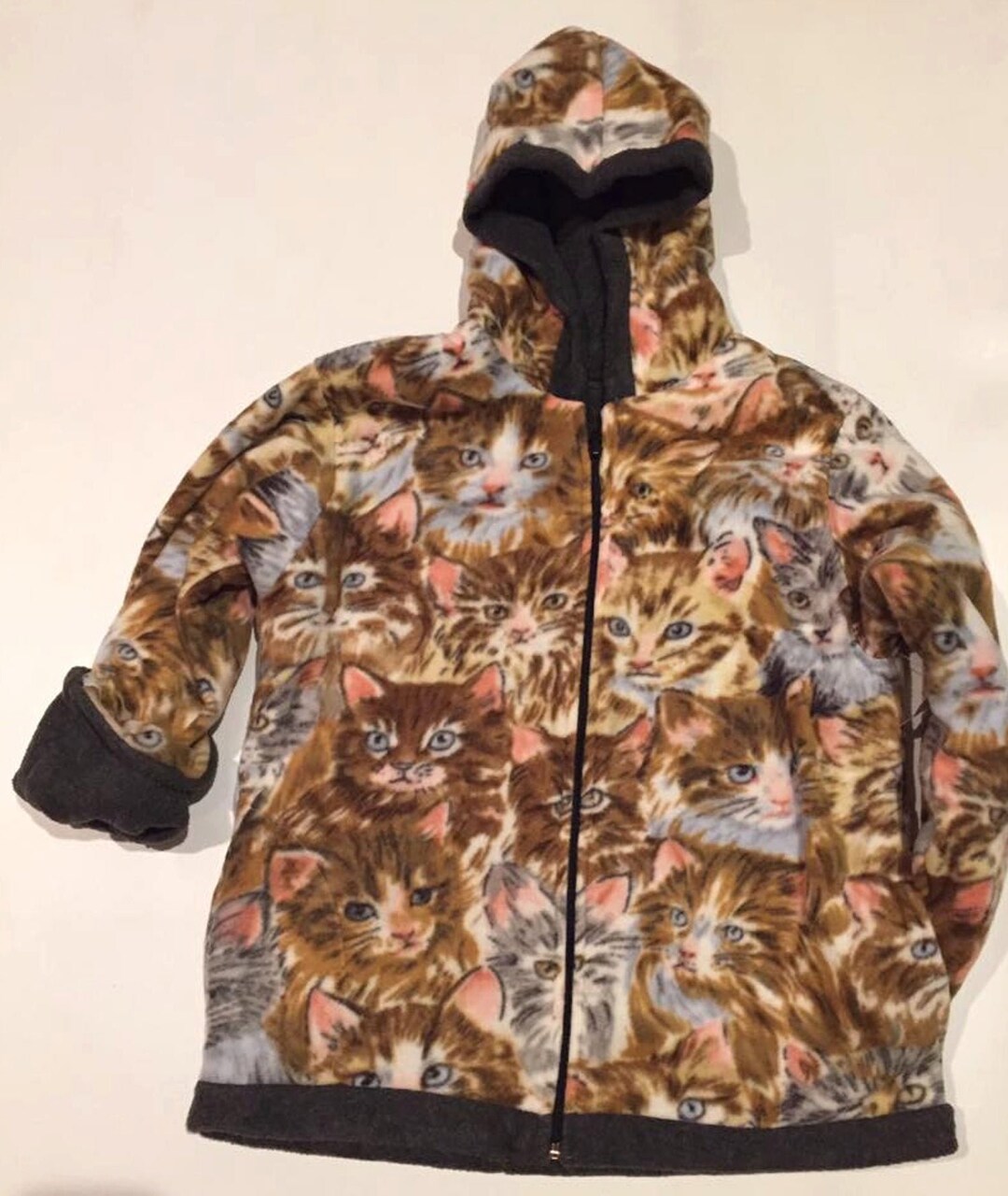 Zoofleece Kids Reversible Hooded Comfortable Pink Cats Kittens Fleece ...