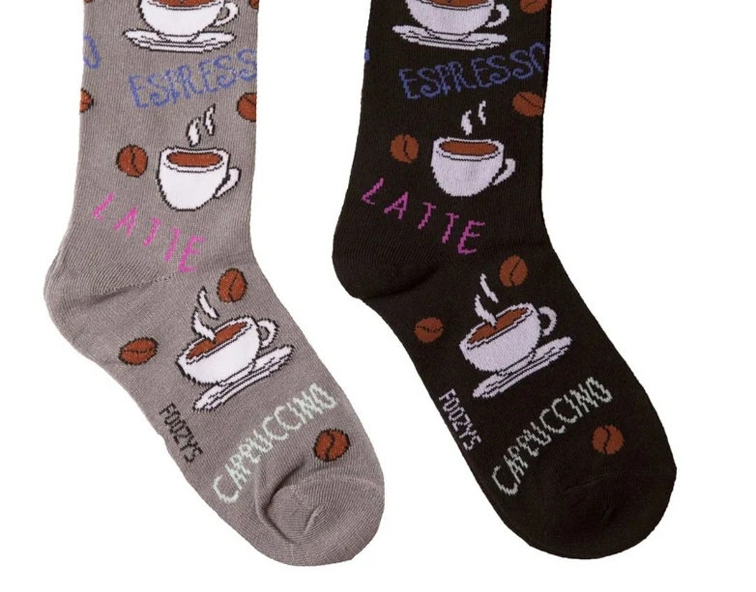 Hot Coffee Expresso Latte Cappuccino Drink Morning Fun Socks 2 Pairs ...