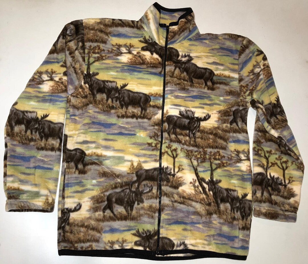 Zoofleece Moose Winter Fleece Jacket Ugly Sweater Funny Sweater ...