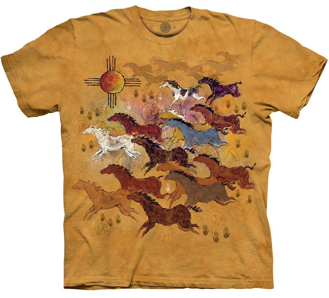 Horses and Sun Yellow Running Galloping Spirited Beautiful Wild T-shirt ...