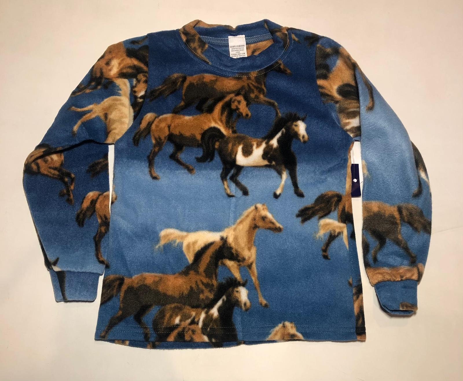 Horse Blue Equine Pajamas Kids Mare Riding Horses Equestrian Animal ...