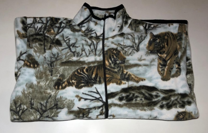 Zoofleece Tiger Snow Tigers Jungle Cat Predator Fleece Sweater Jacket ...