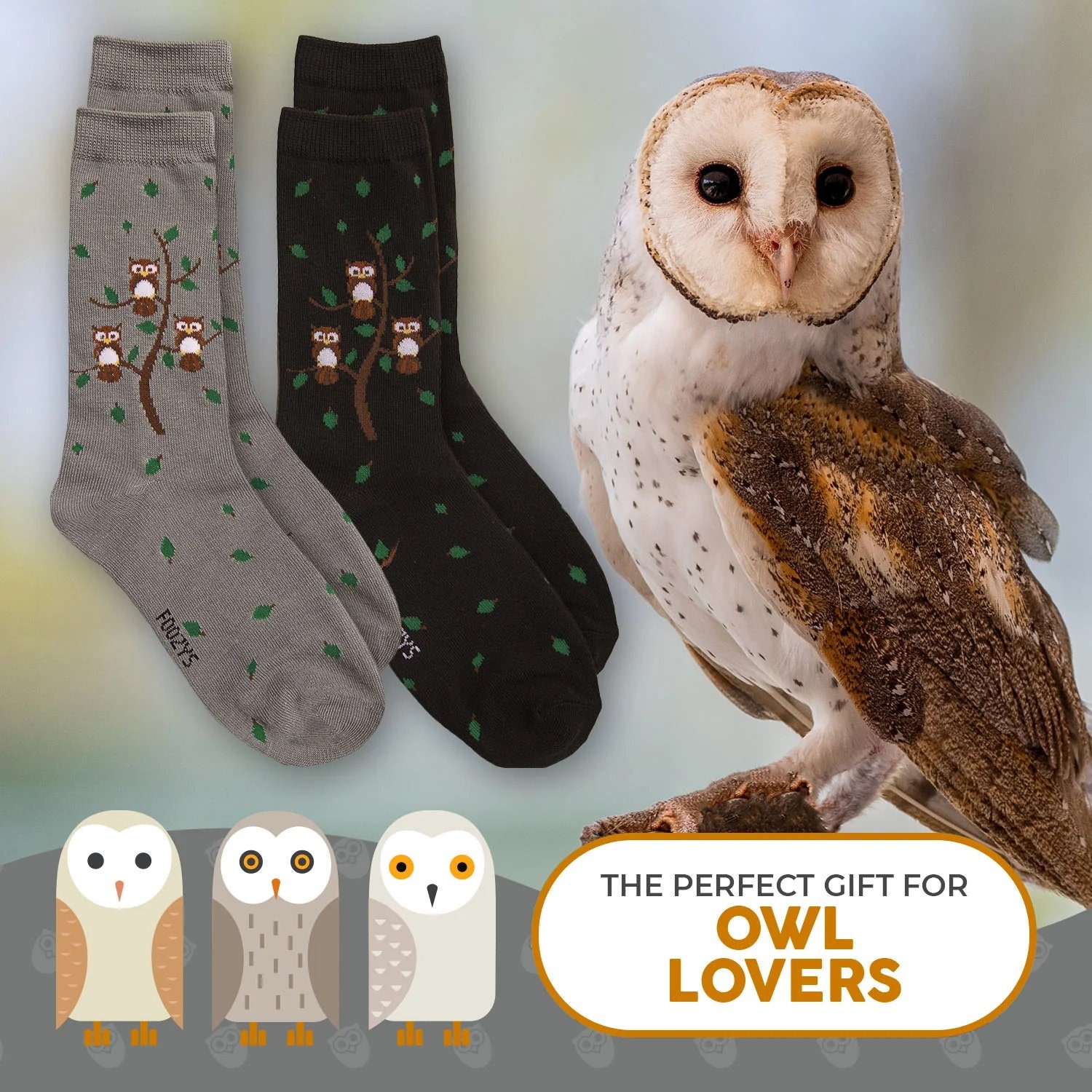 Owl Family Tree Hoot Bird Wise Horned Owls Animal 2 Pairs Women's Socks ...